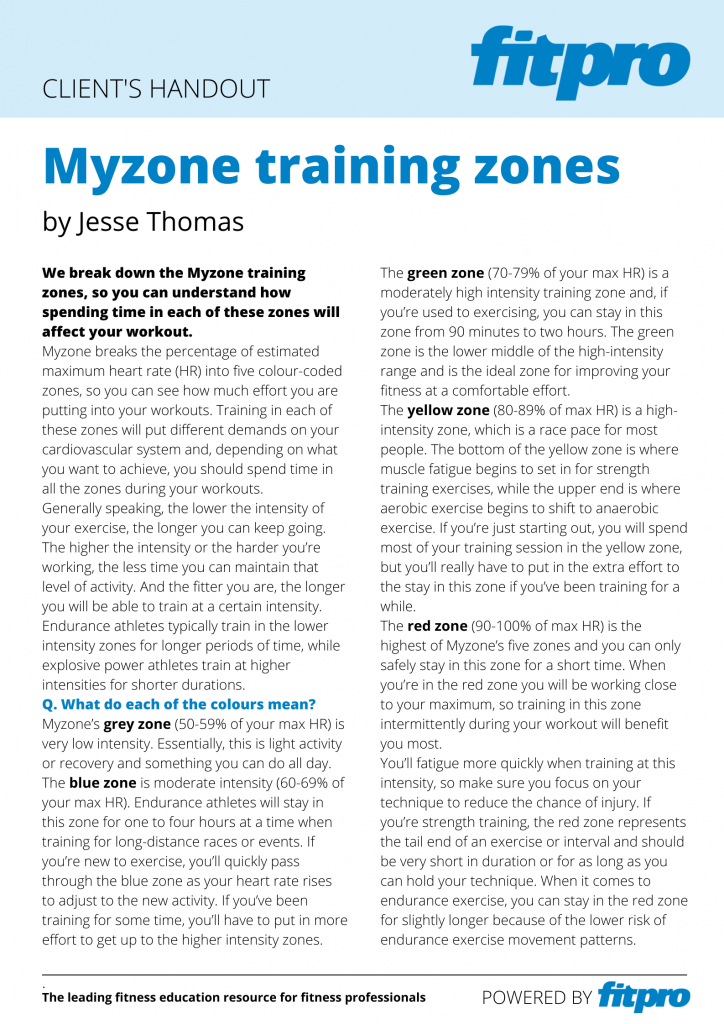 What do the Myzone training zones mean? - FitPro Blog